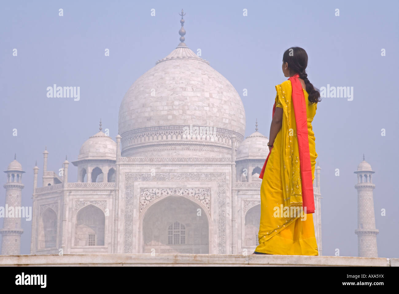Indian girl with Taj Mahal Agra India Stock Photo - Alamy