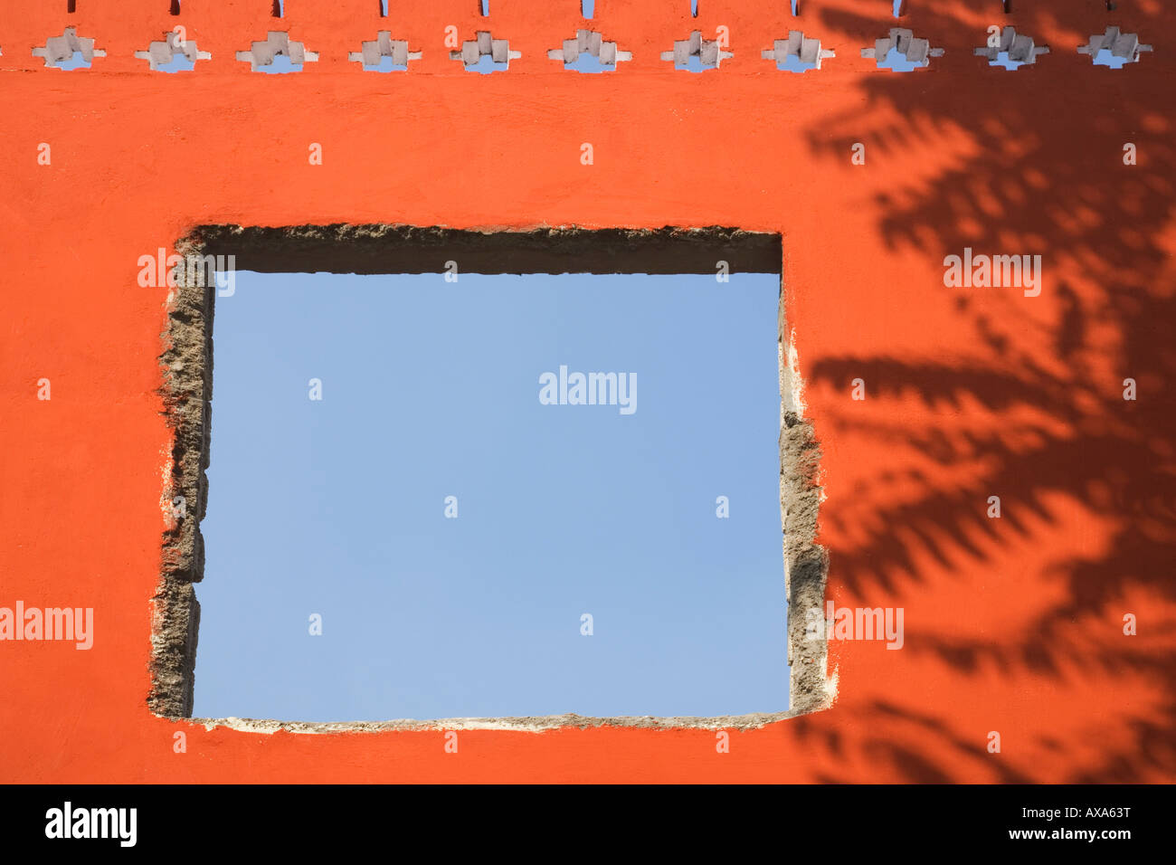 Red wall and window in traditional architecture Jaipur Rajasthan India ...