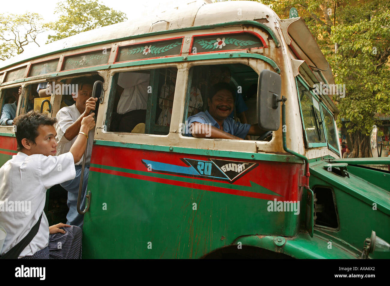 public transport, city bus in Yangon, Myanmar Stock Photo - Alamy