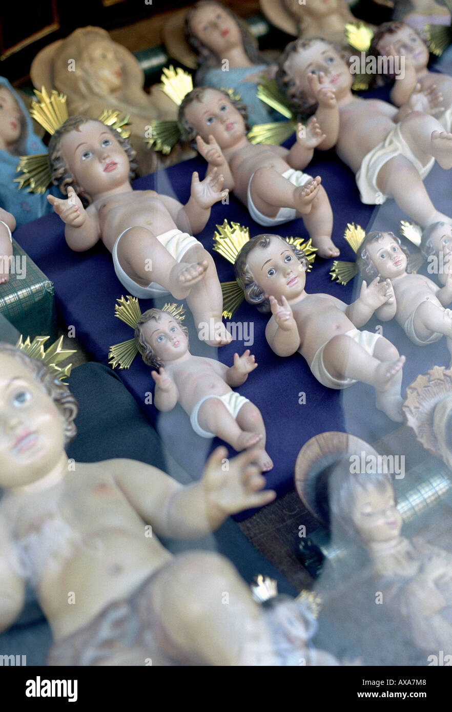 Figures of Jesus Christ in a shop window, Madrid, Spain, Europe Stock ...