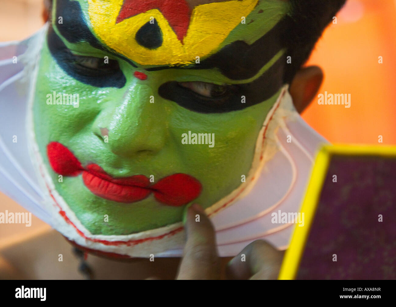 Kathakali Dancer put on make up Kochi Kerala India Stock Photo - Alamy