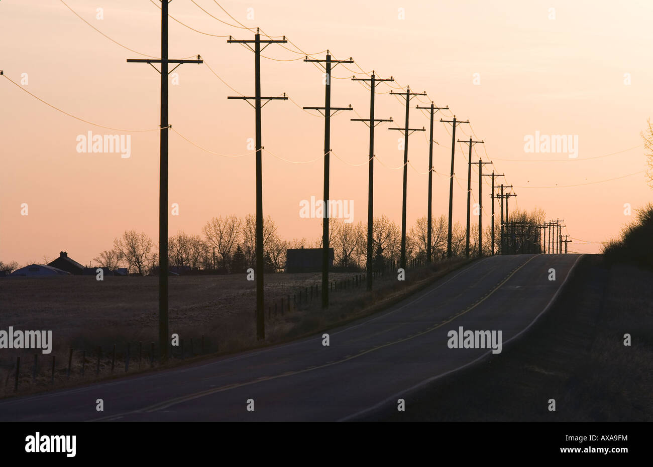 Early morning road in southern Alberta Stock Photo - Alamy