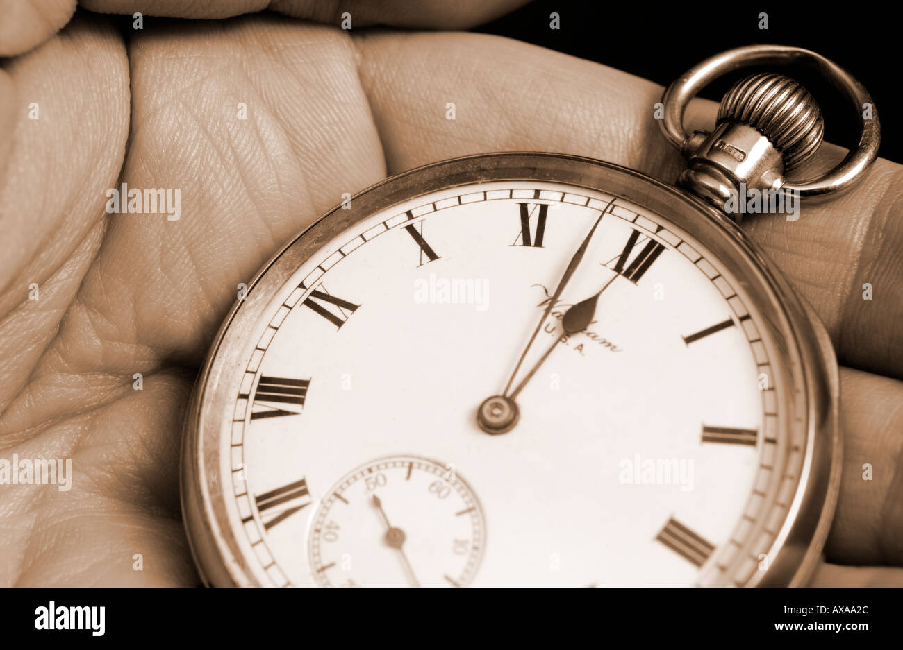 pocket watch in a mans hand Stock Photo - Alamy
