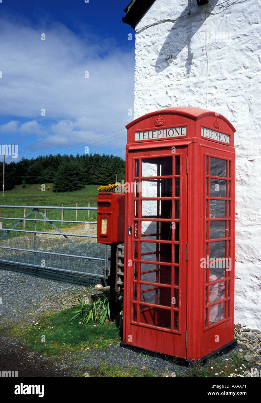 Rural Telephone Box and Royal Mail Box Isle of Mull Scotland Stock ...