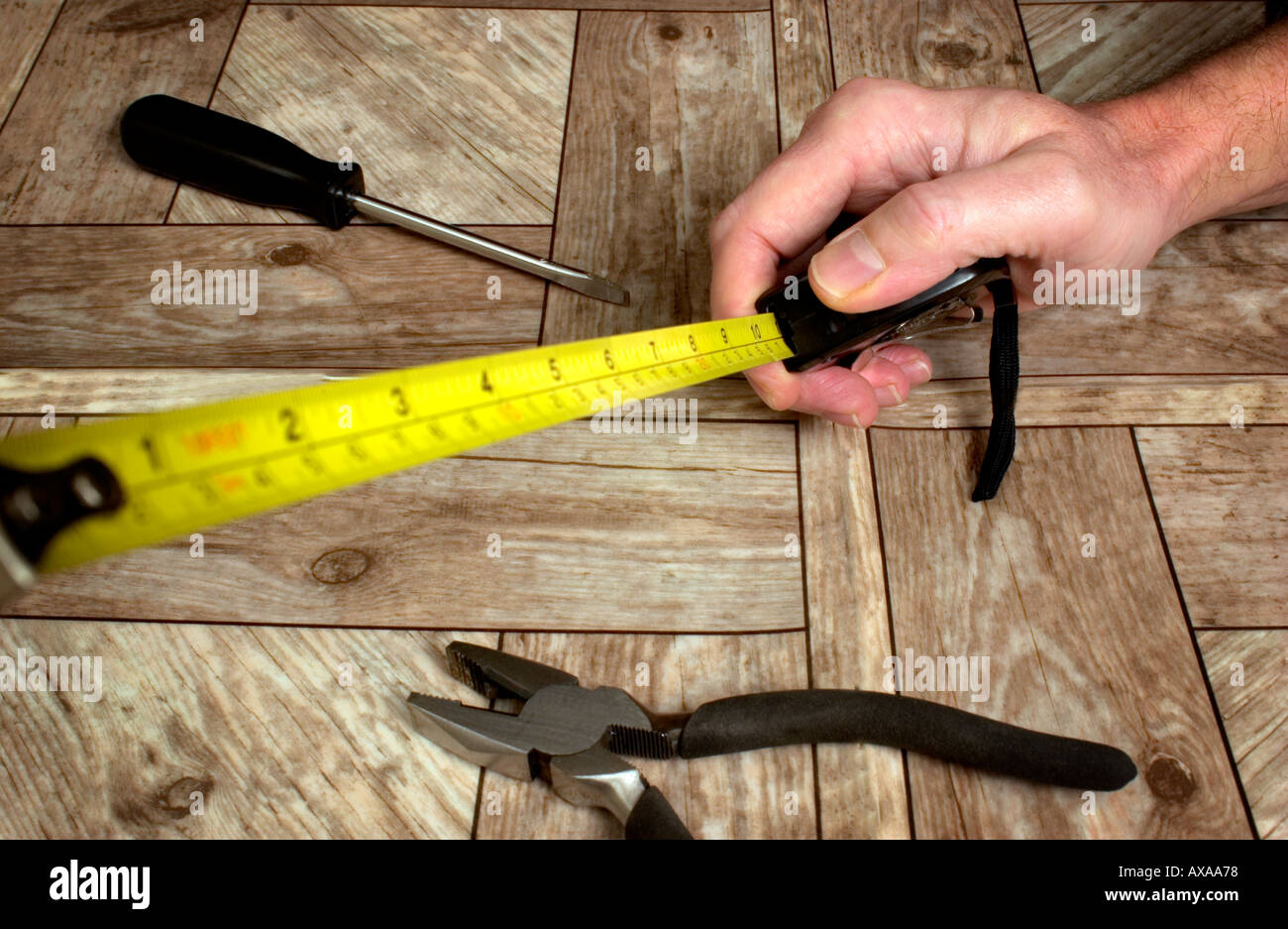 tools and tape measure Stock Photo - Alamy