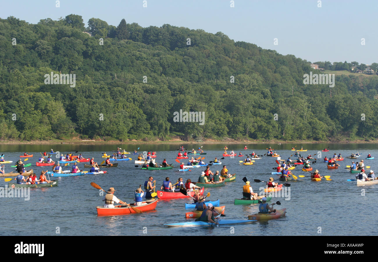 paddlefest kayak canoe ohio river cincinnati Stock Photo - Alamy