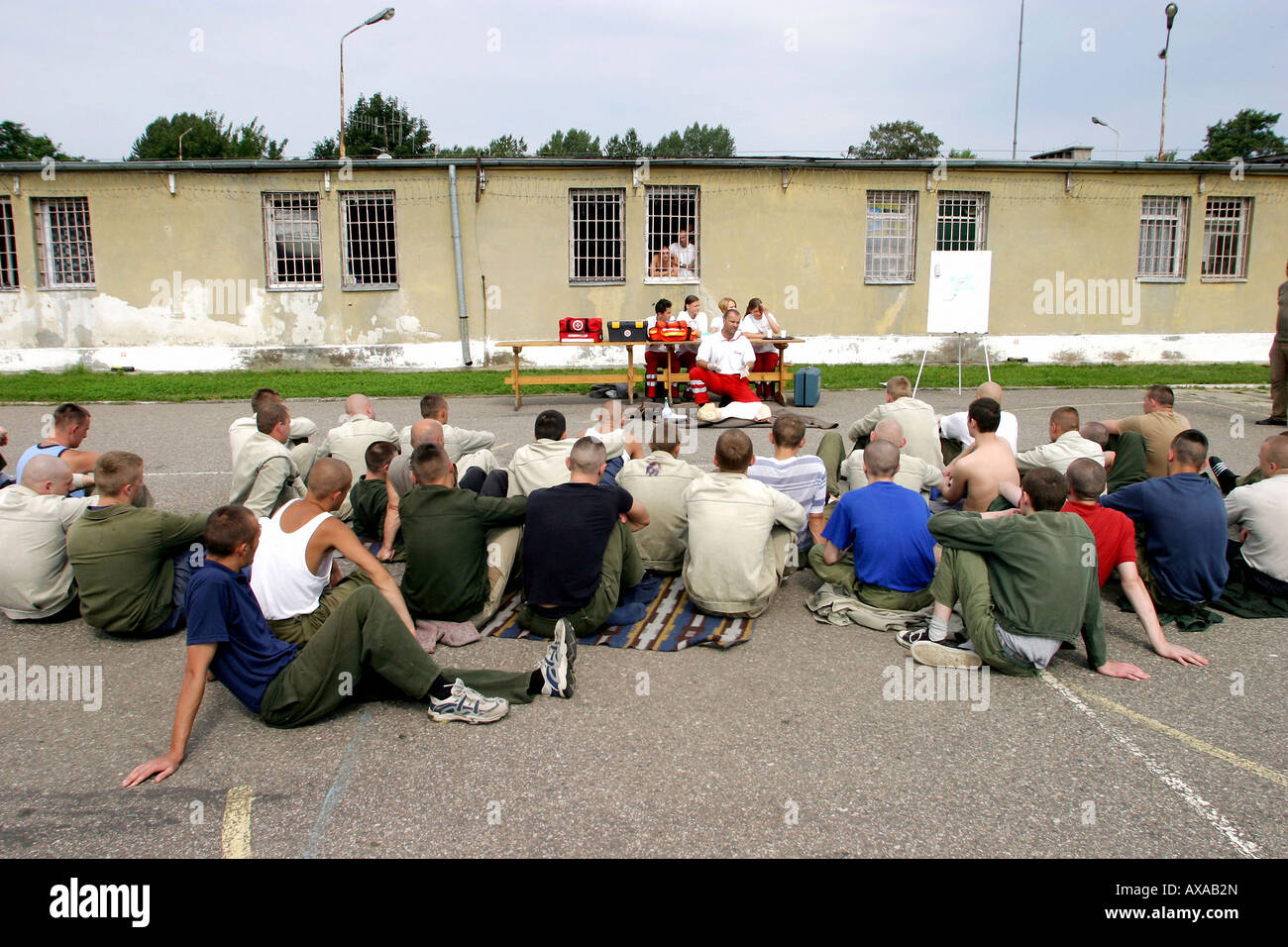 First aid training in a prison, Poland Stock Photo - Alamy
