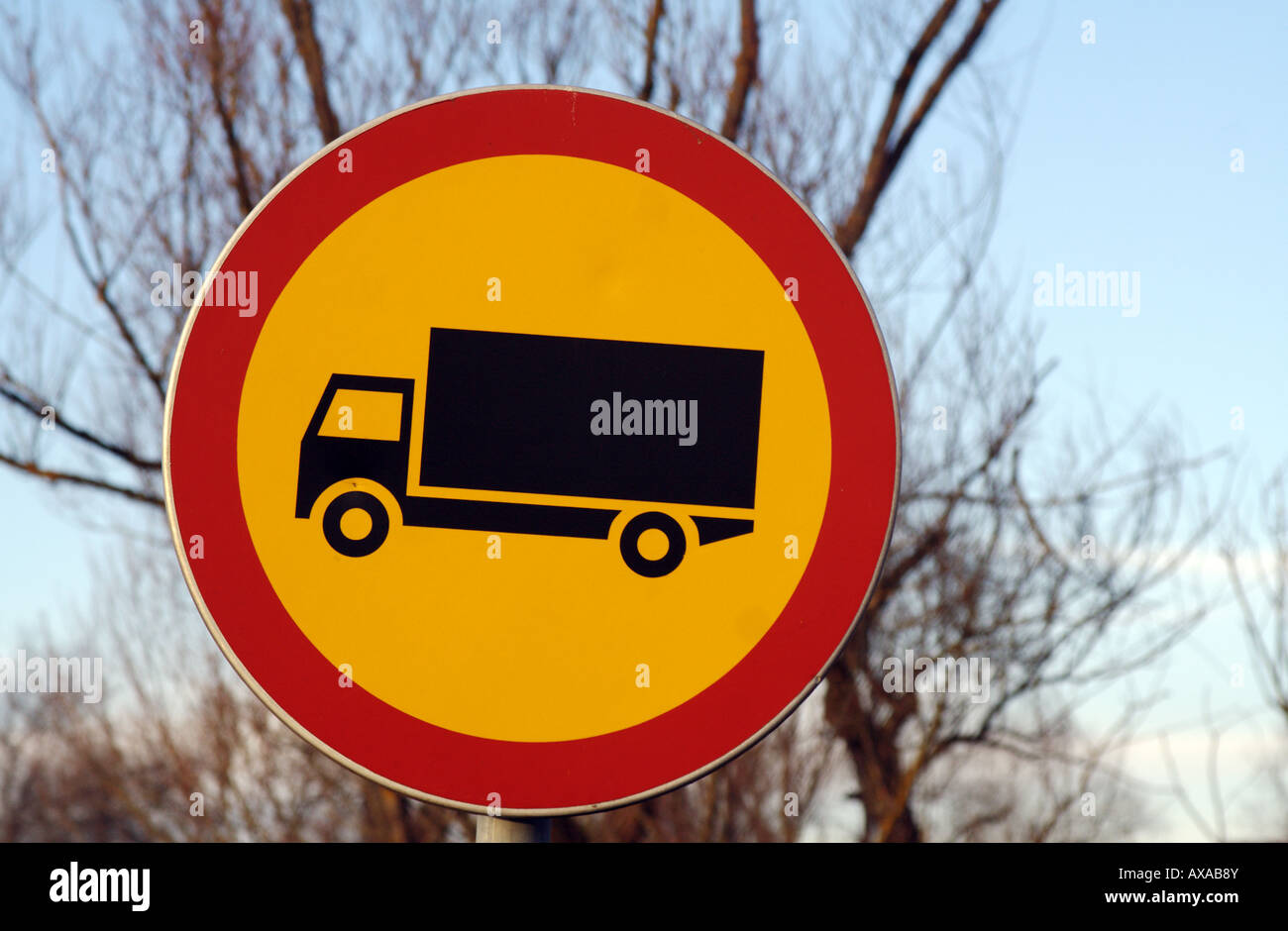 Truck sign forbidding the truck to pass Stock Photo - Alamy