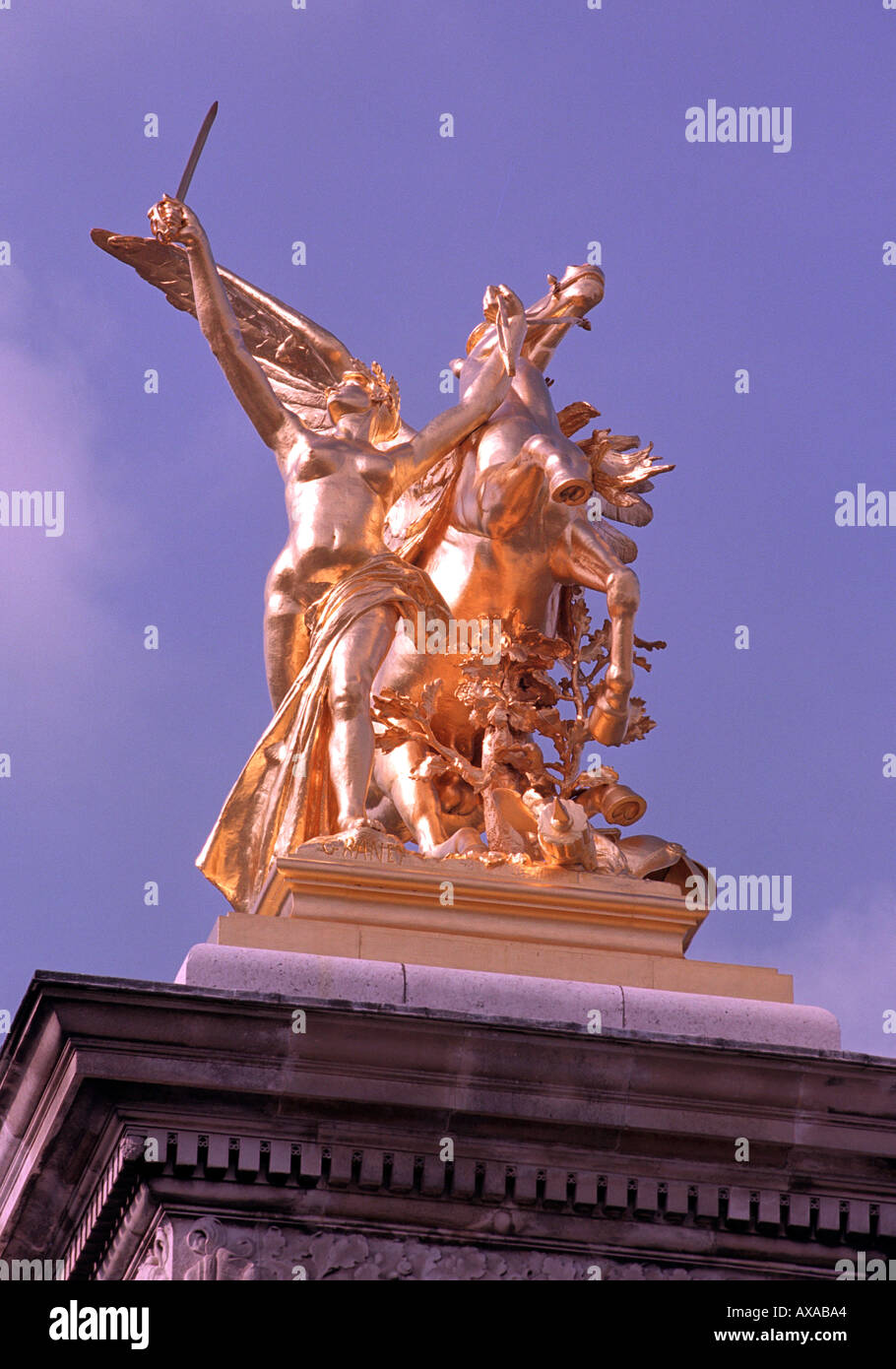 One of the many gold plated statues in Paris France Stock Photo - Alamy