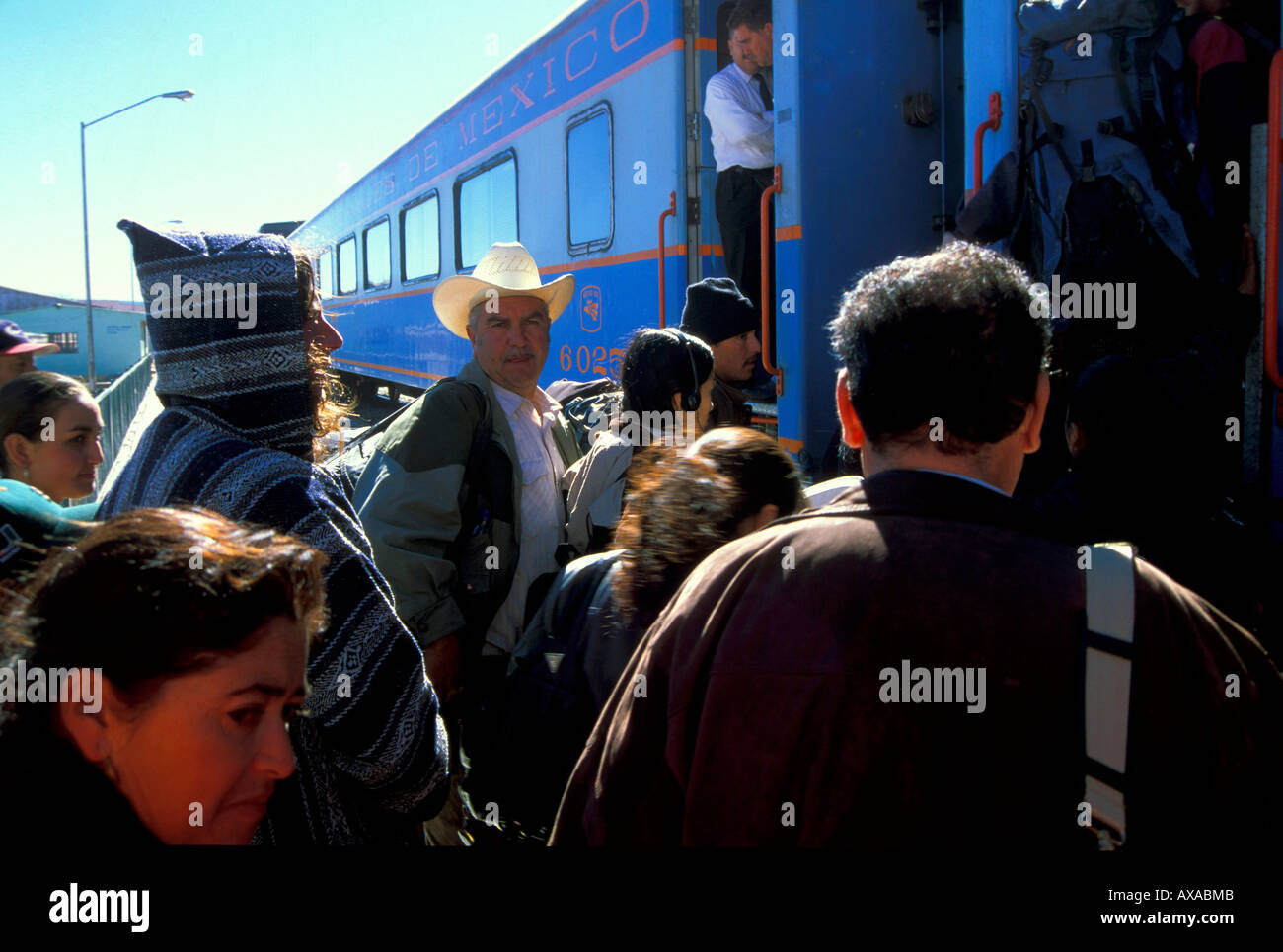 People getting on the train in Creel, Ferrocarril, Chihuahua, Pacifico ...