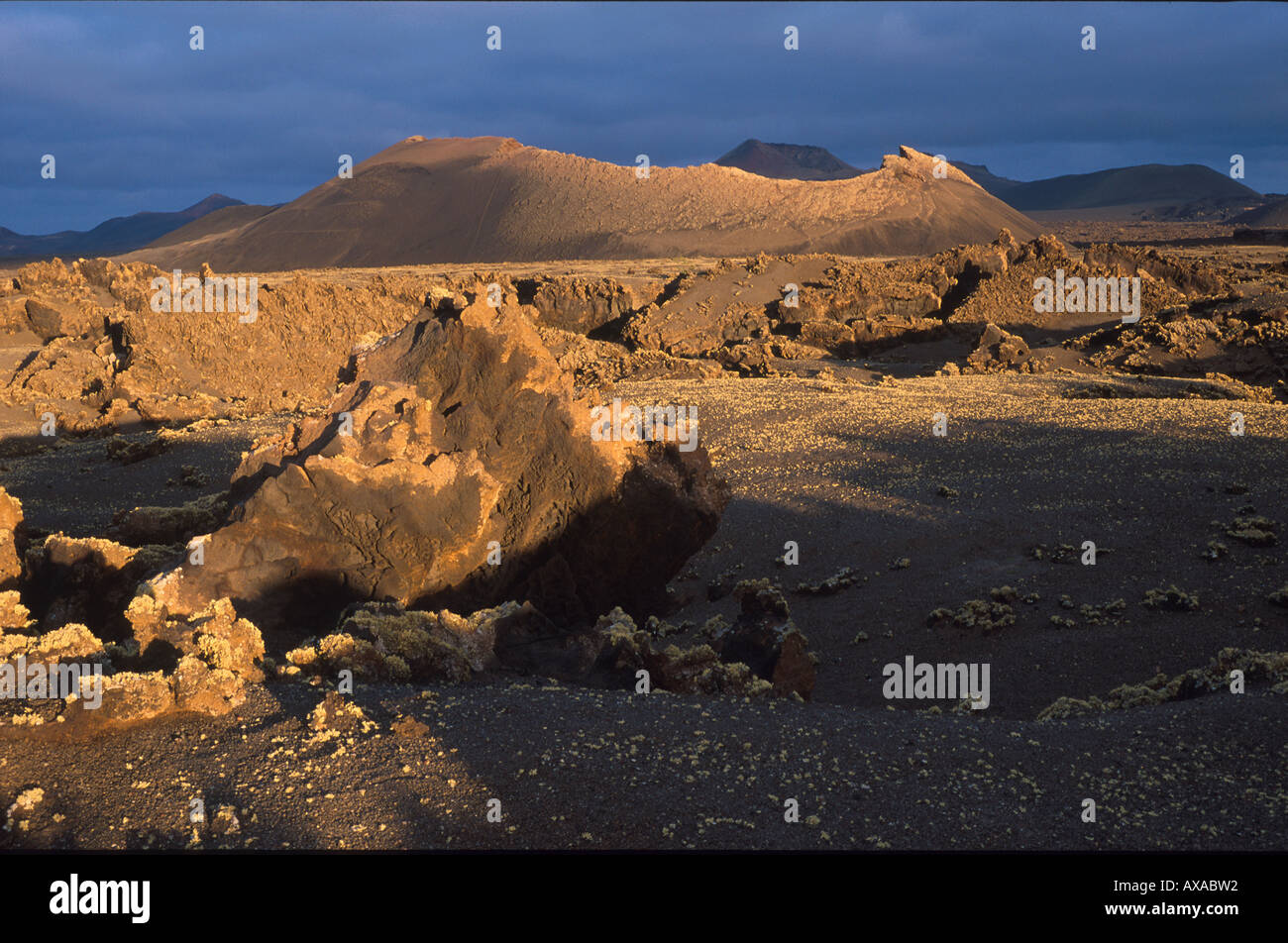 Volcanic Landscape with extinct craters, Lanzarote, Canary Islands ...