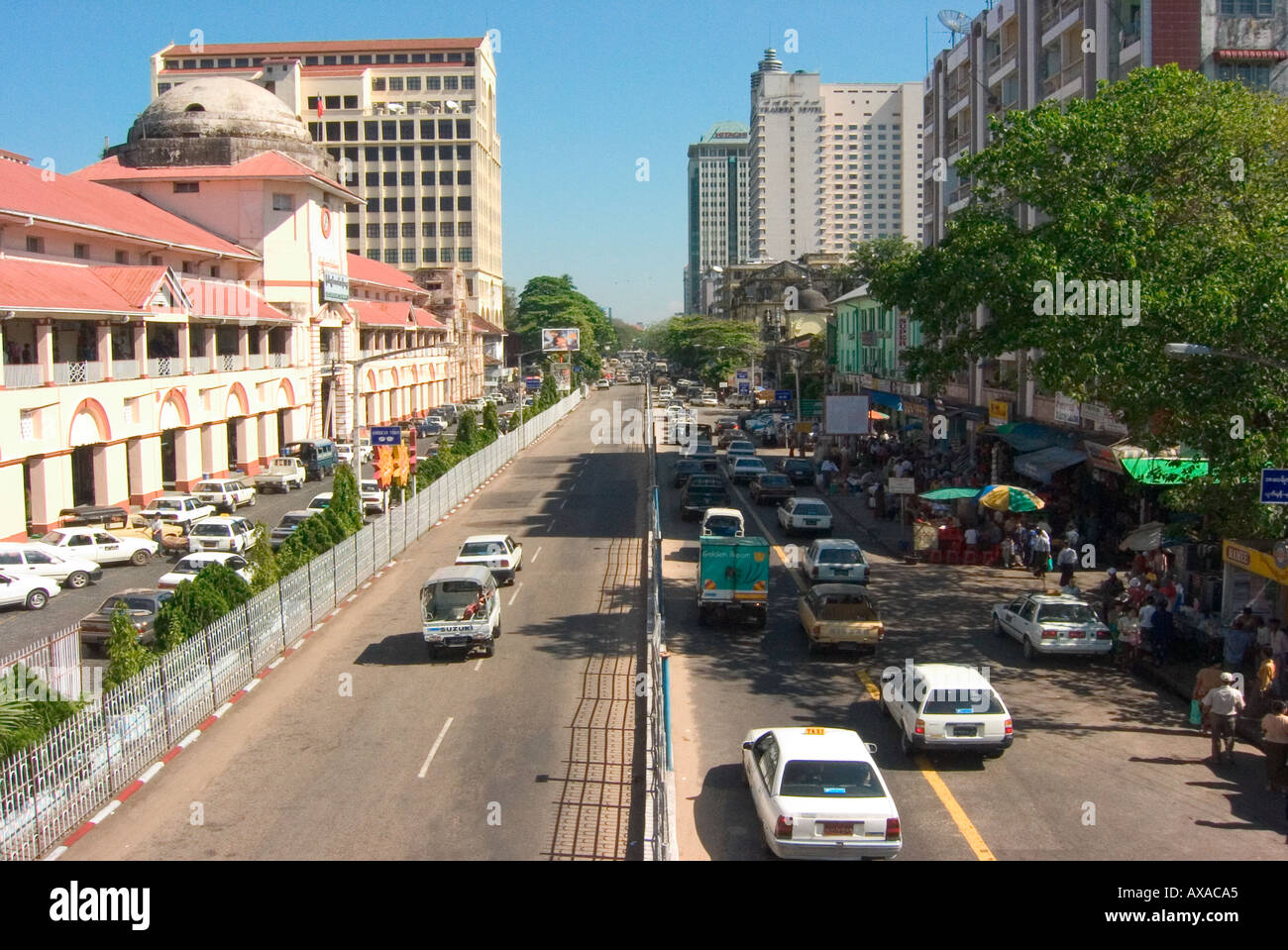 Main street Rangoon Yangon Burma Myanmar Stock Photo - Alamy