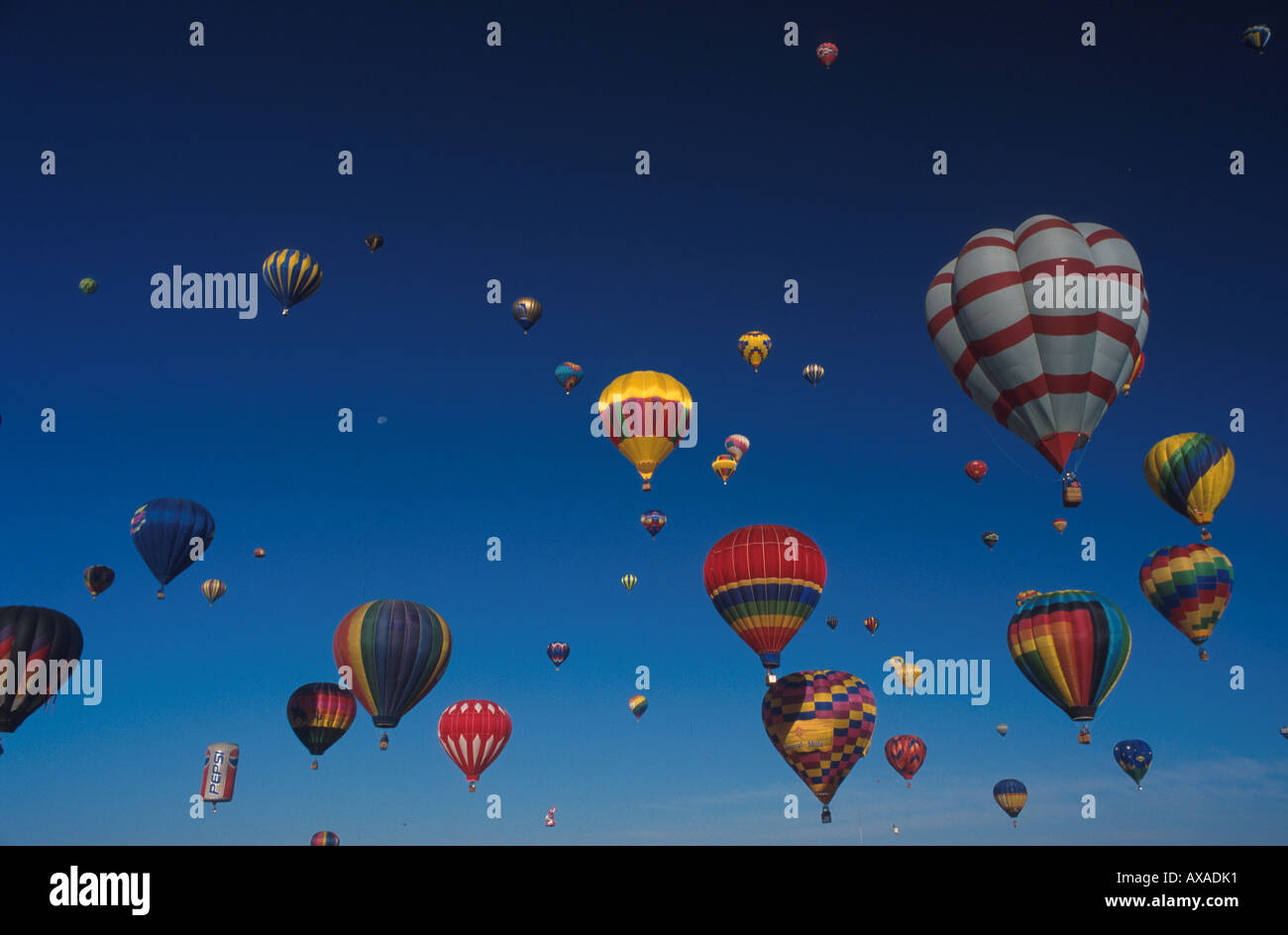 Hot air balloons in front of blue sky, Balloon Fiesta, Albuquerque, New ...