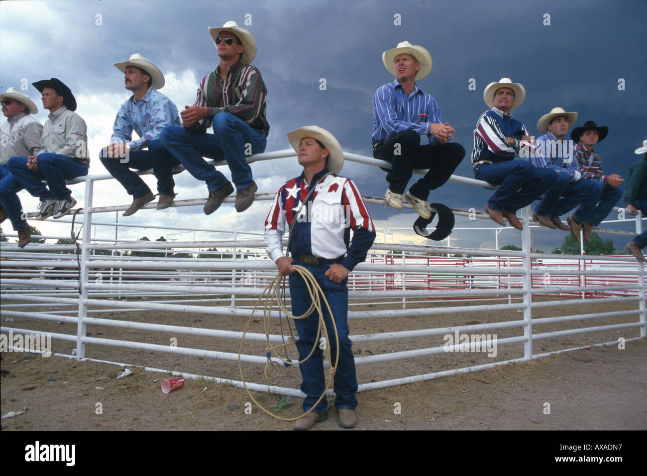 Group of men wearing cowboy clothes, western clothing, Cheyenne ...