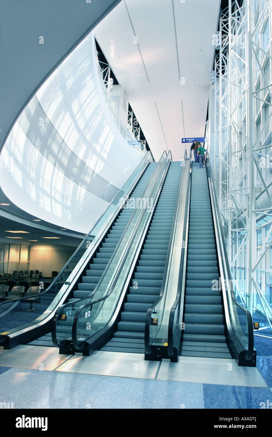 Escalator in Modern Airport Stock Photo - Alamy