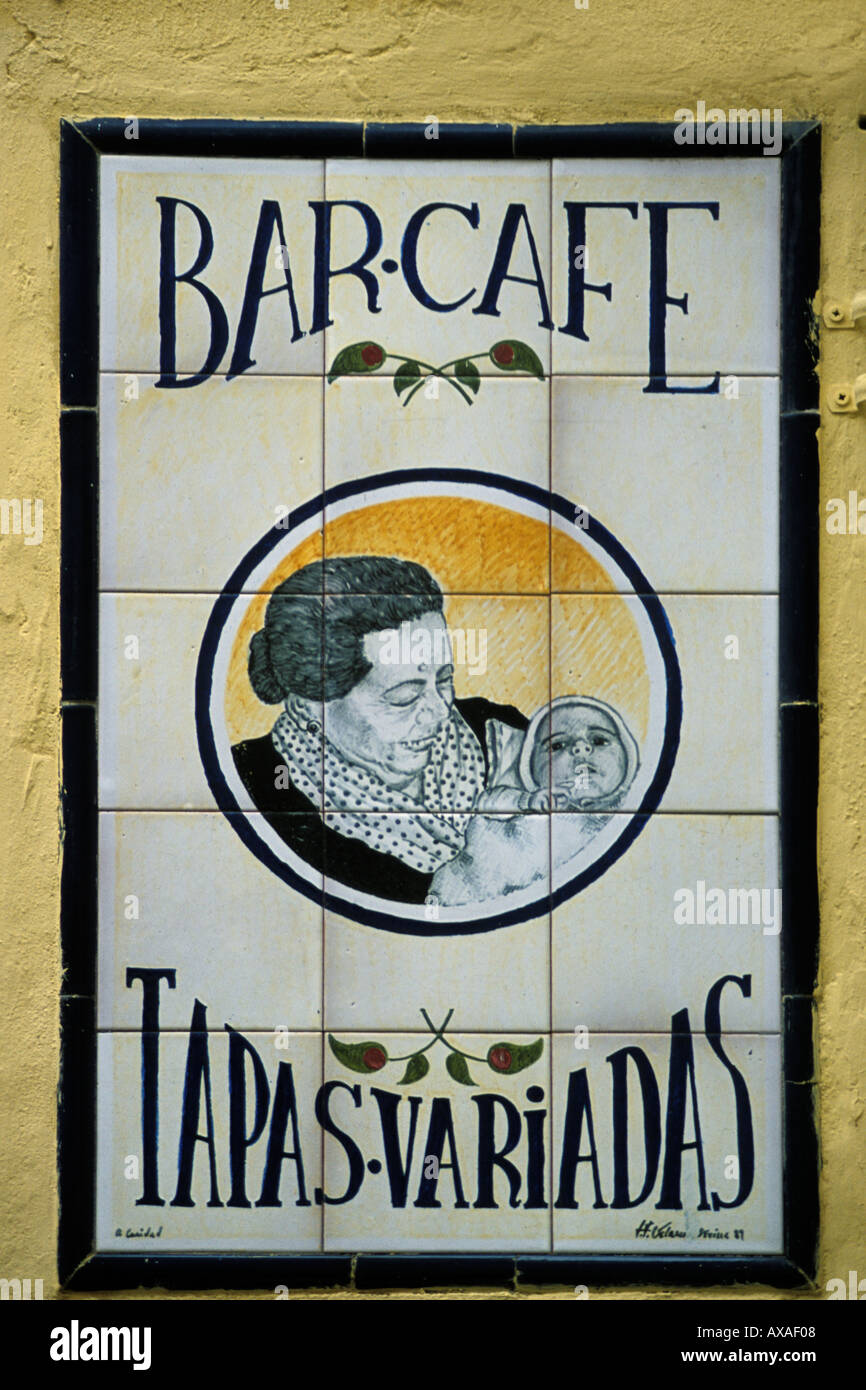 Spain, Seville, Tapas bar sign Stock Photo - Alamy