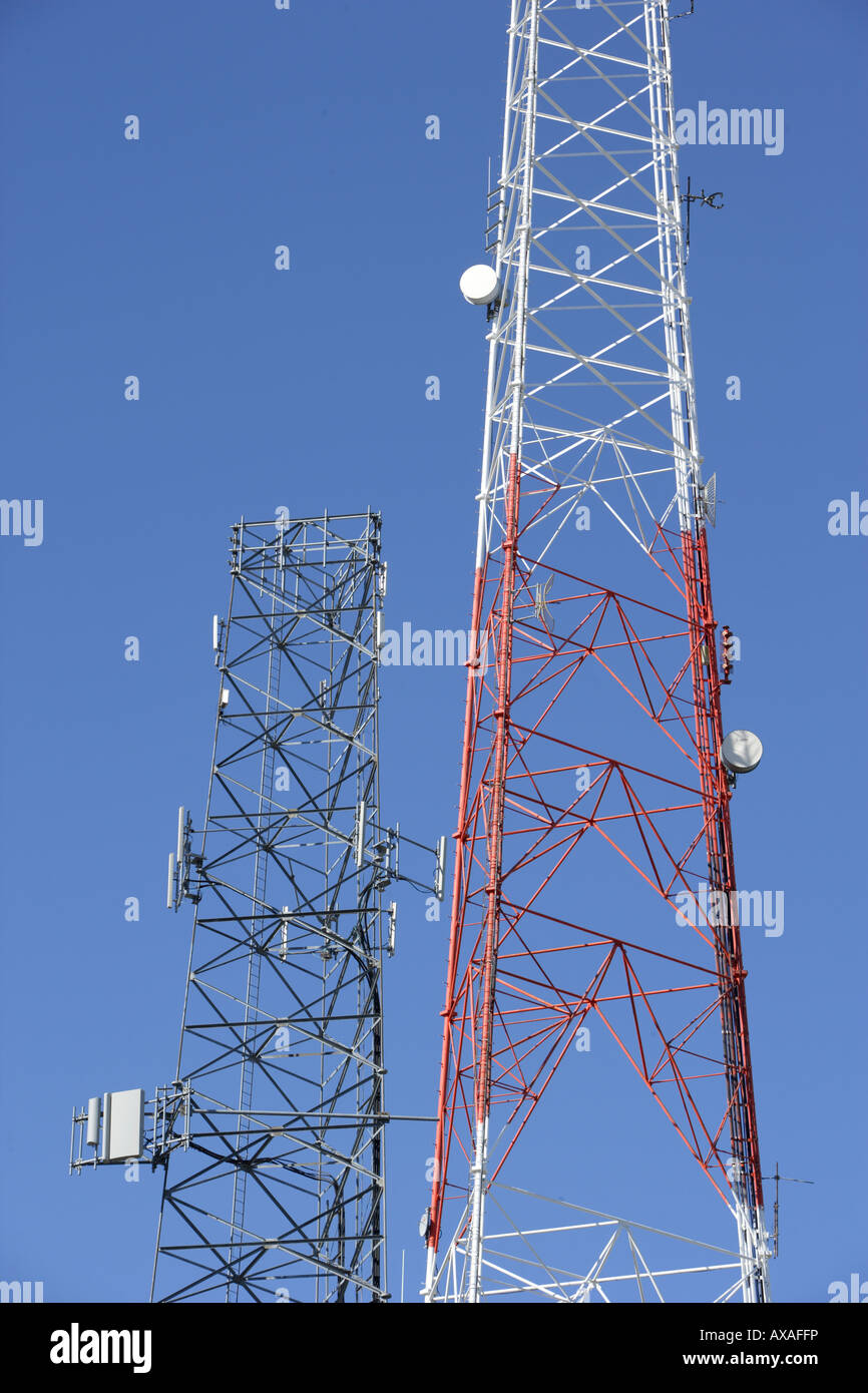 A communications tower for TV Radio and cell phone networks Stock Photo ...