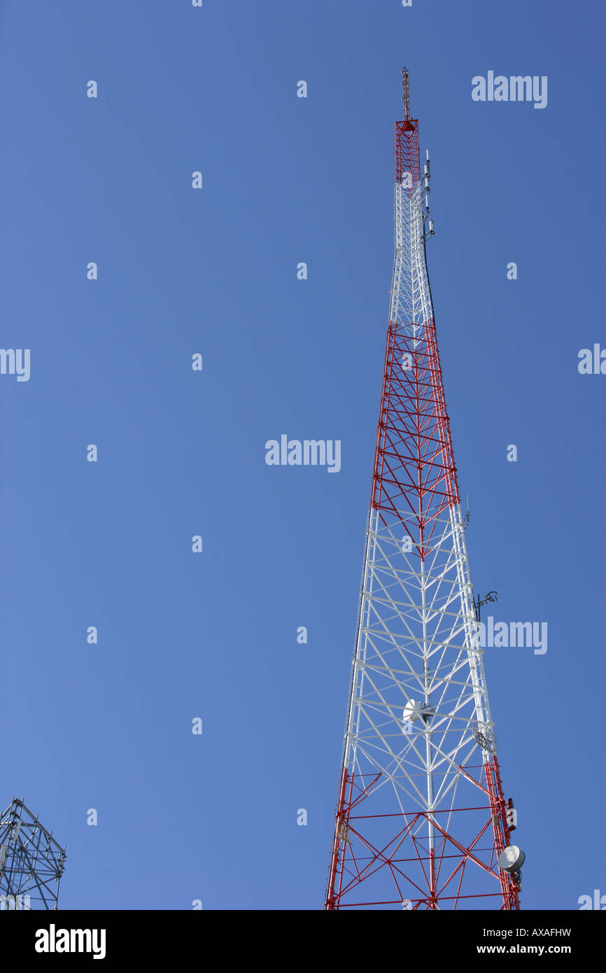 A communications tower for TV Radio and cell phone networks Stock Photo ...