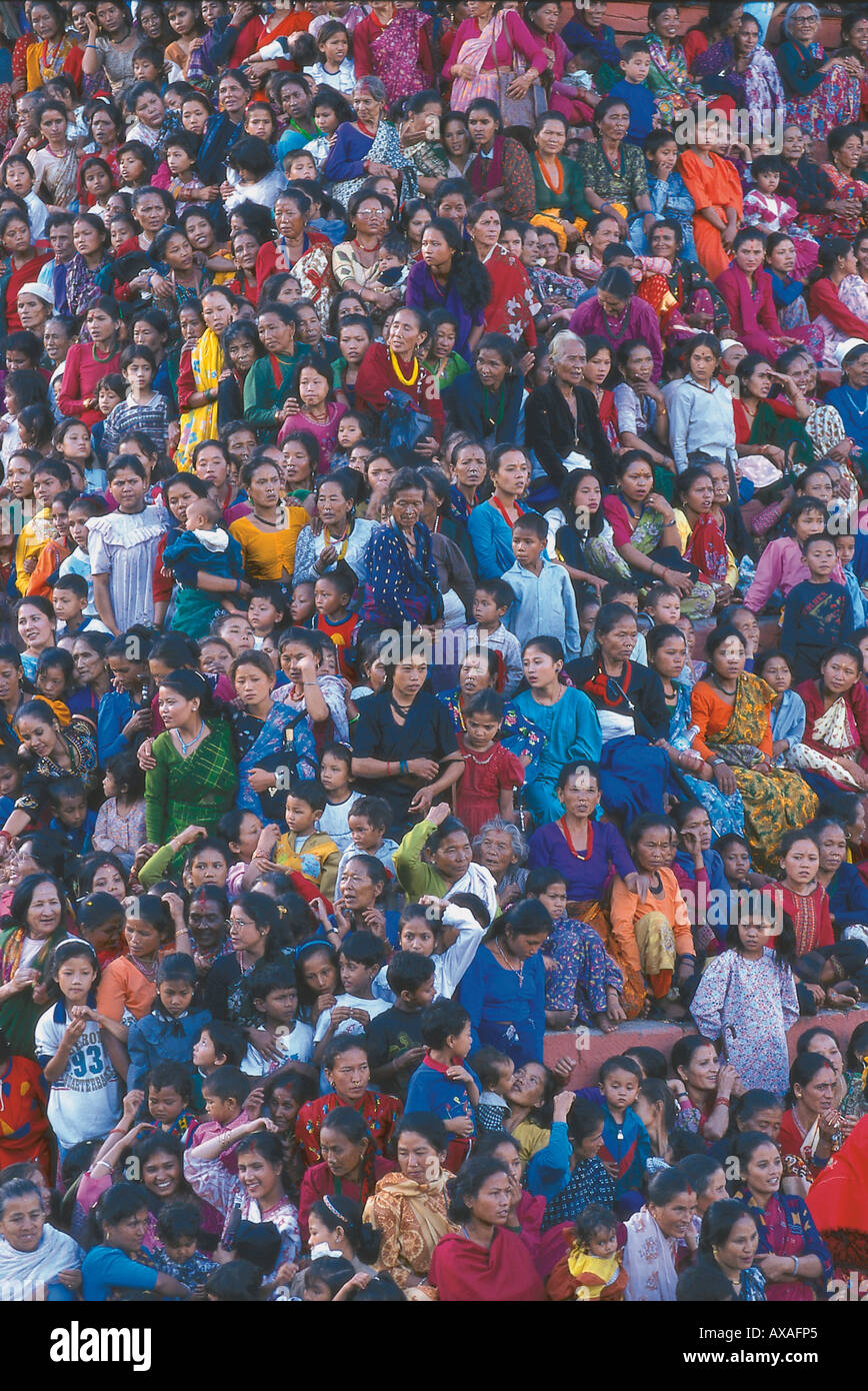 Women spectators celebrating at the Indra Jatra festival, Kathmandu ...