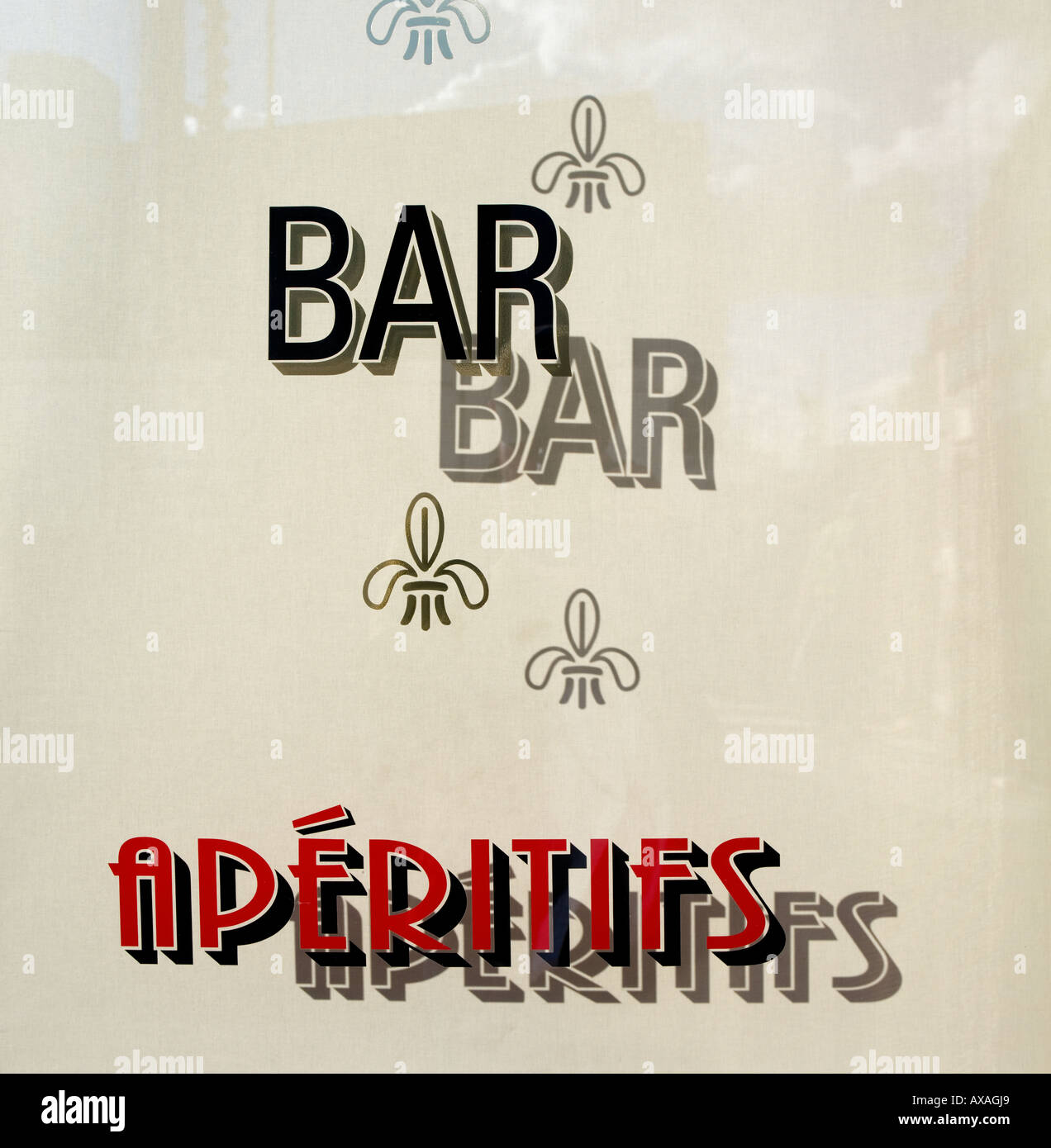 Window graphics of bar Stock Photo - Alamy