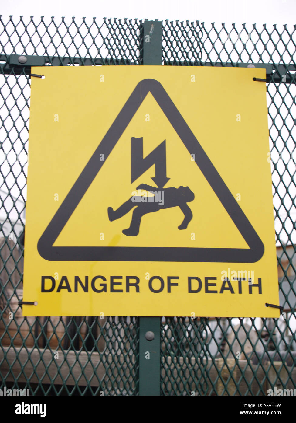 power sub station danger of death warning sign Stock Photo - Alamy