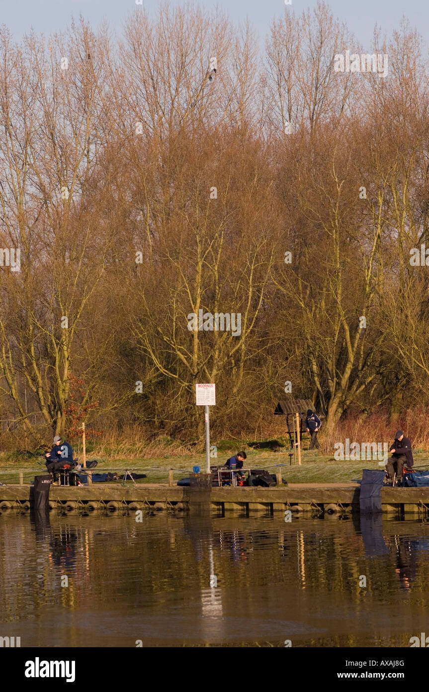 Fishing Match At Beccles Quay In Winter in uk Stock Photo - Alamy