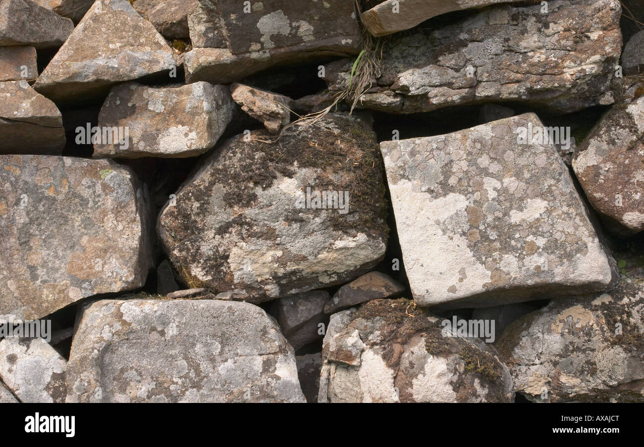 Grey dry stone wall - Quarry - Isle of Arran Stock Photo - Alamy