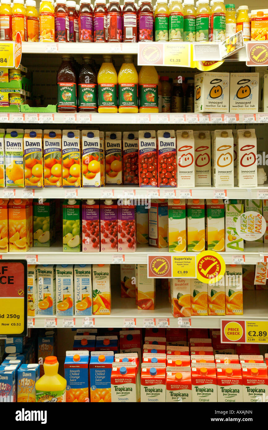 juice shelf in an Irish supermarket Stock Photo - Alamy