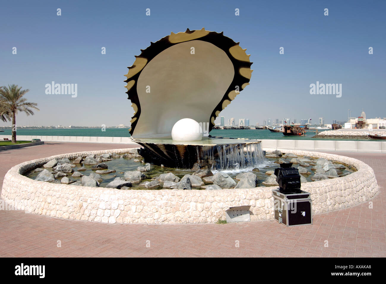 The Pearl Monument on the Doha corniche in Qatar. Pearls used to be ...