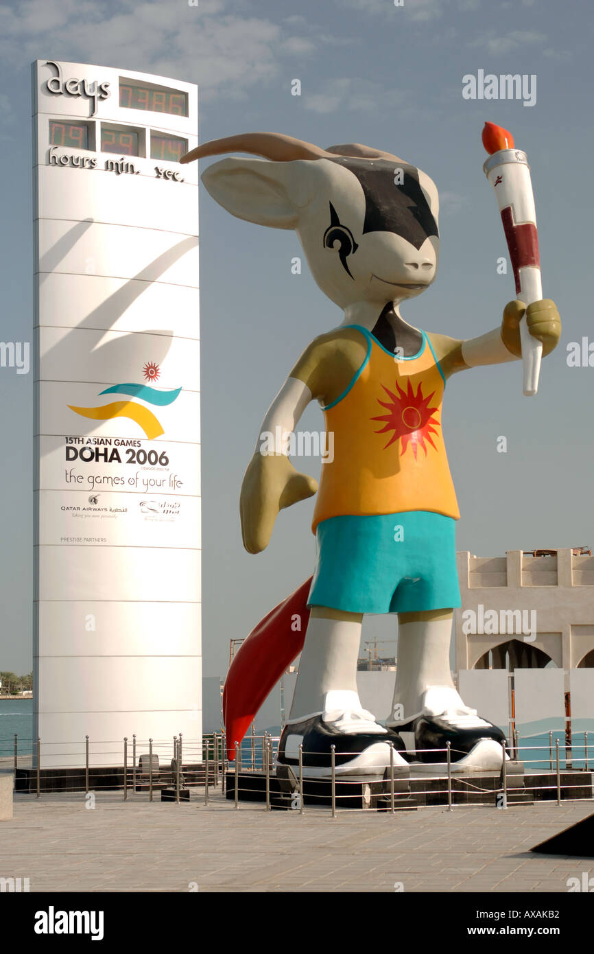 Ory the Oryx on the Doha corniche in Qatar. Ory was the mascot of the ...