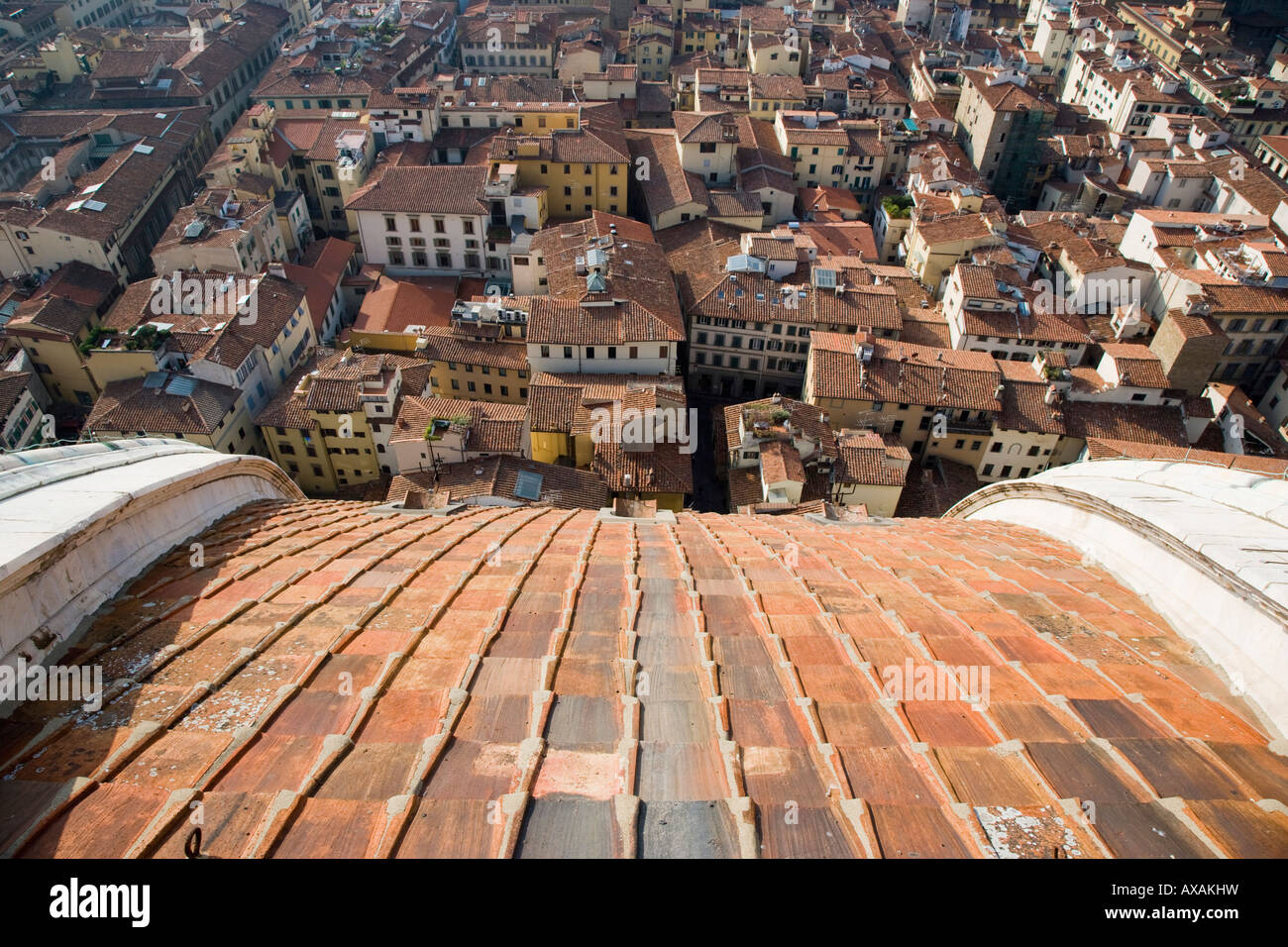 View from the roof of Florence Duomo to the roads and streets below ...