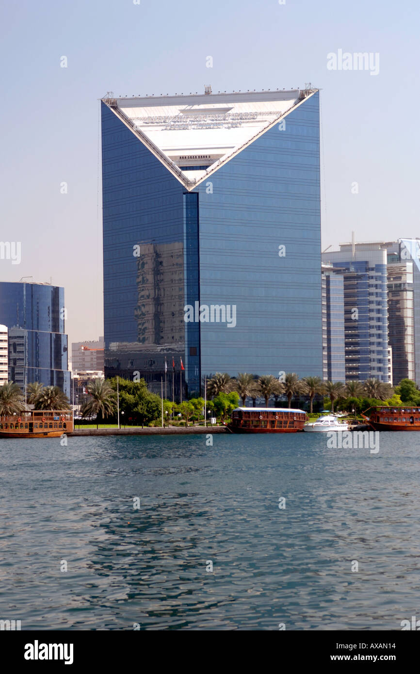 The Dubai Chamber of Commerce building seen across the Dubai creek ...