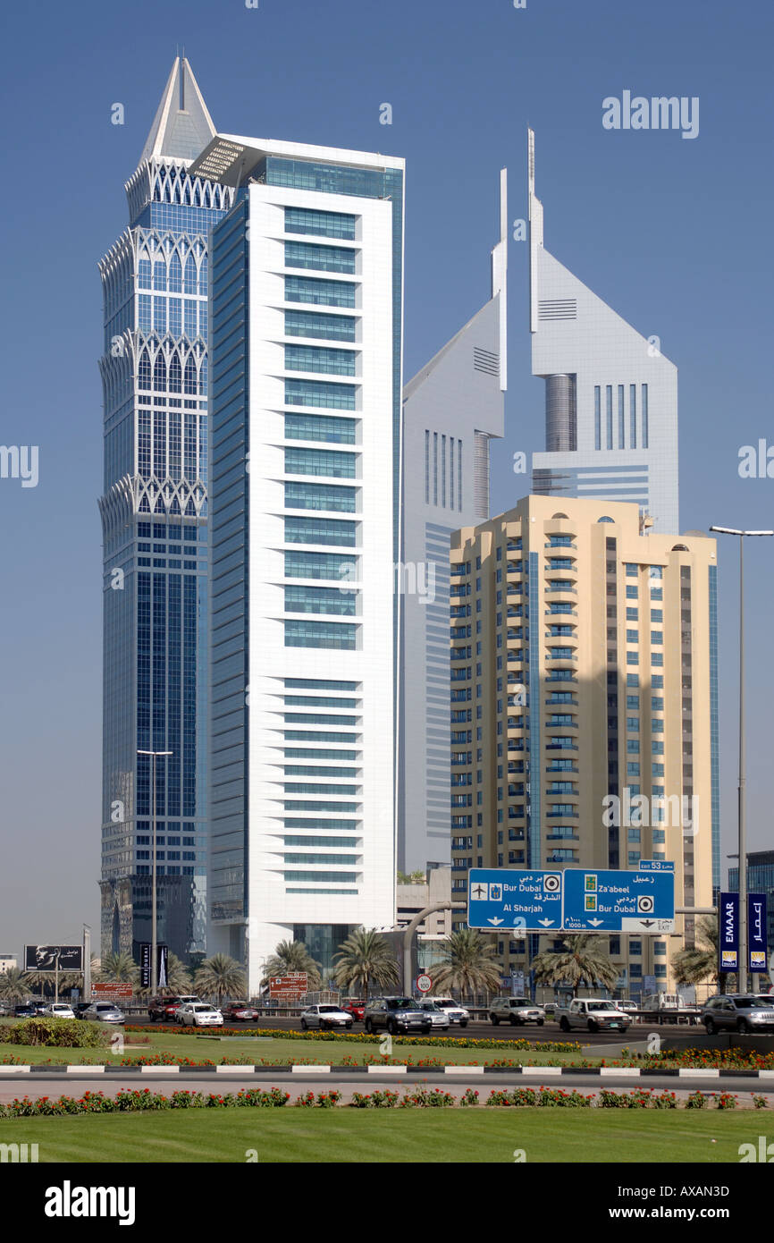Buildings along Sheikh Khalifa Bin Zayed Road in Dubai Stock Photo - Alamy