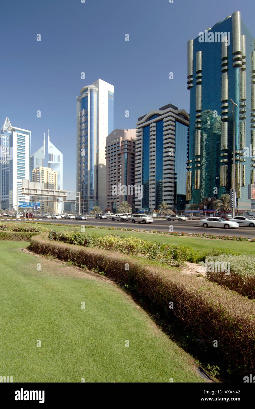 Buildings along Sheikh Khalifa Bin Zayed Road in Dubai Stock Photo - Alamy