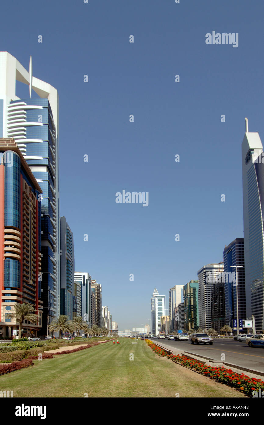 Buildings along Sheikh Khalifa Bin Zayed Road in Dubai Stock Photo - Alamy