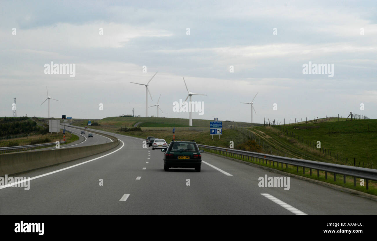 french wind generator farm on a hill in france zero carbon footprint ...