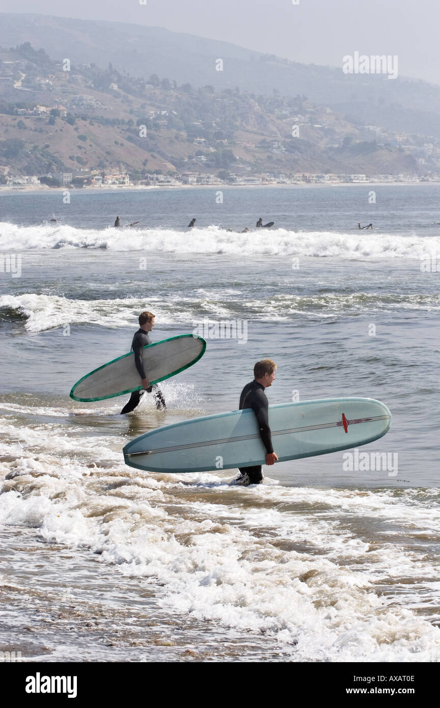 Surfing in Malibu Stock Photo - Alamy