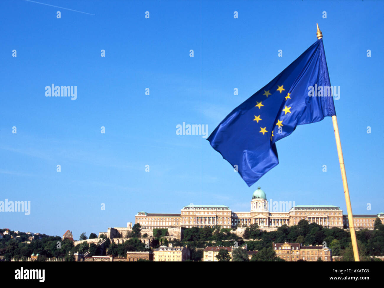 Royal Palace European Flag Budapest Stock Photo - Alamy
