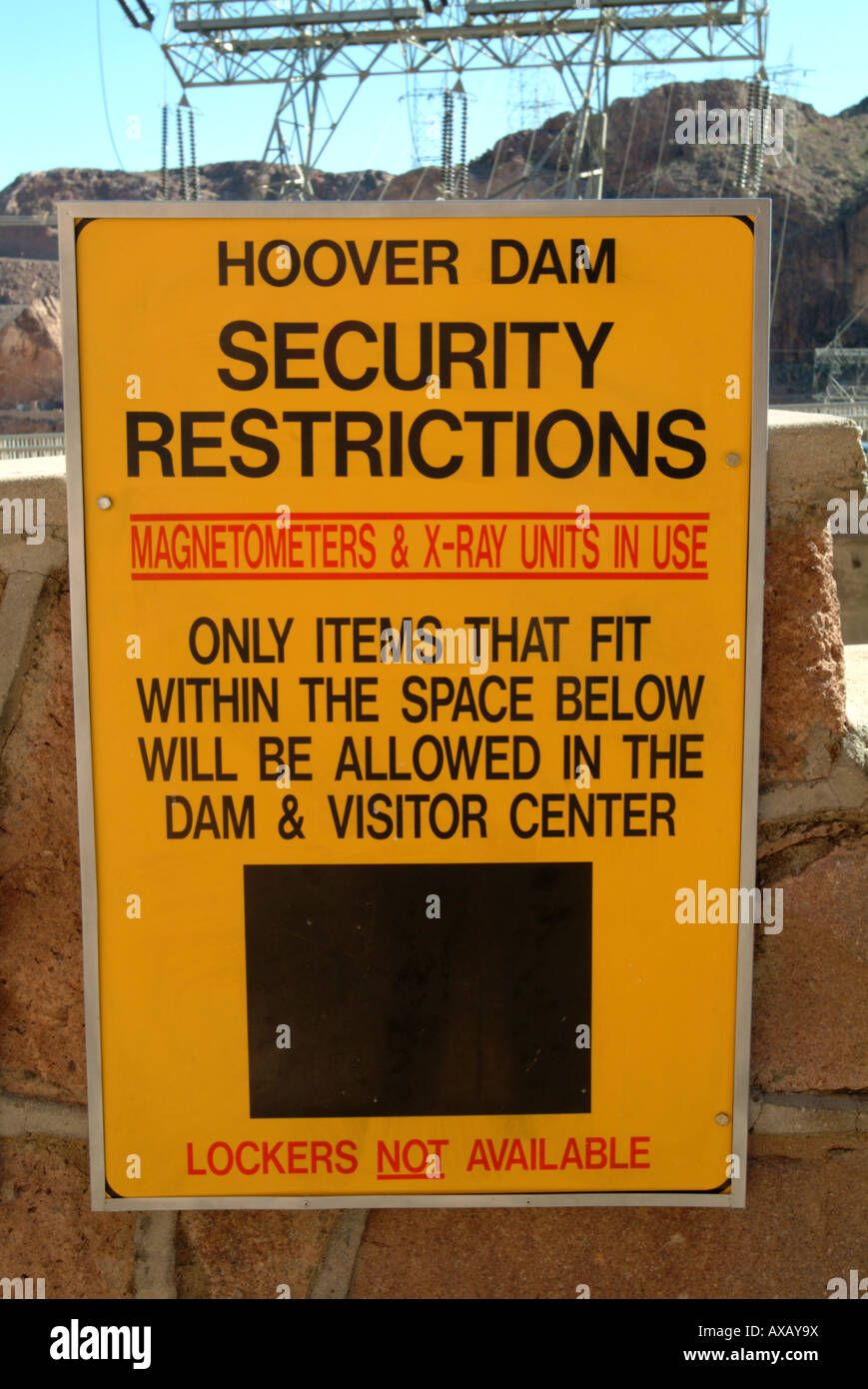 Notice about security restrictions at the entrance to the visitor ...