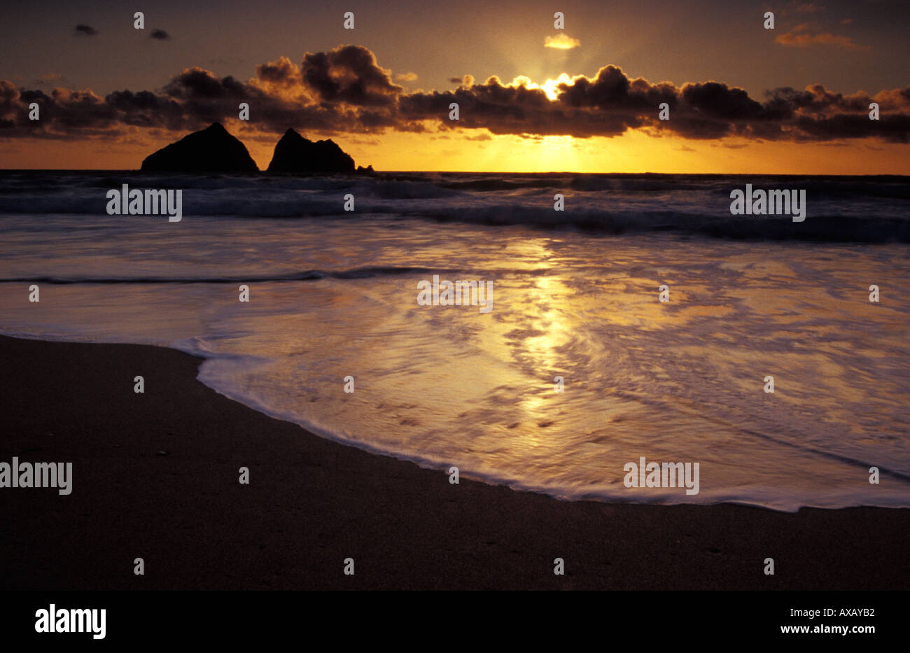 Beach Sunset, Cornwall, England, UK Stock Photo - Alamy