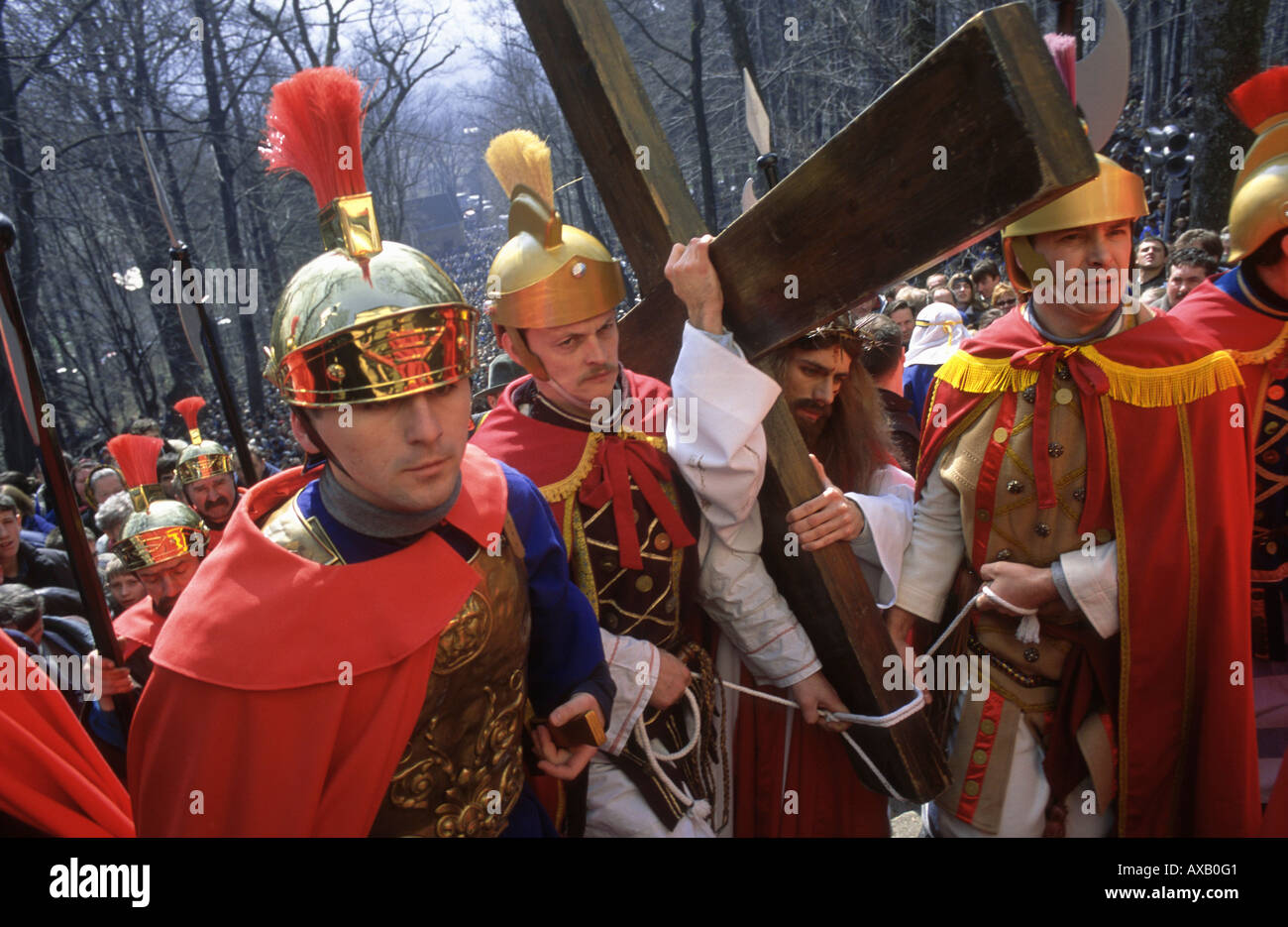 Jesus Christ played by a priest carrying the Cross, The Mystery of the ...
