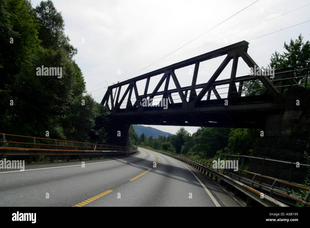 A railroad bridge crossing a road in Norway Stock Photo - Alamy