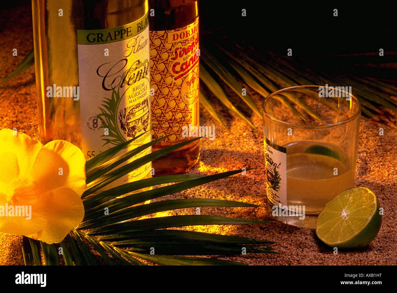 Glass of ti punch rhum Stock Photo - Alamy