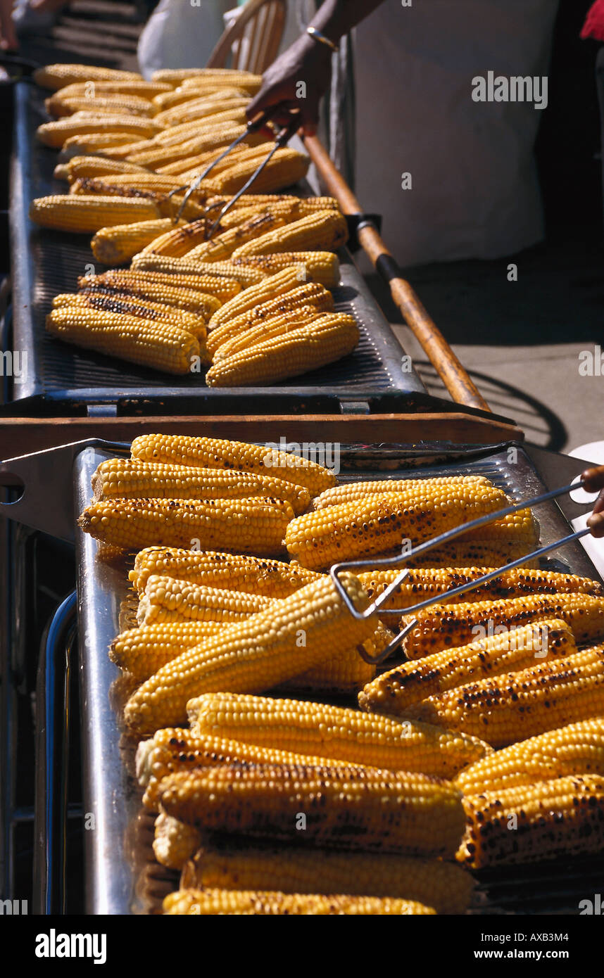 Roasted corn cobs, Nottin Hill, London, England Great Britain Stock ...