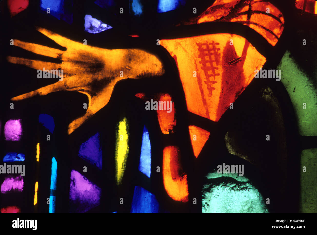 Stained glass woman hand detail hi-res stock photography and images - Alamy