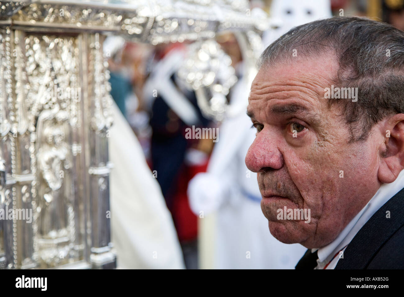 Portrait of a capataz'' or float driver, Holy Week 2008, Seville, Spain ...