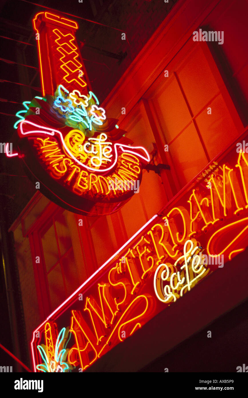 Neon sign in Leidseplein at night, Leidseplein, Amsterdam, Netherlands ...