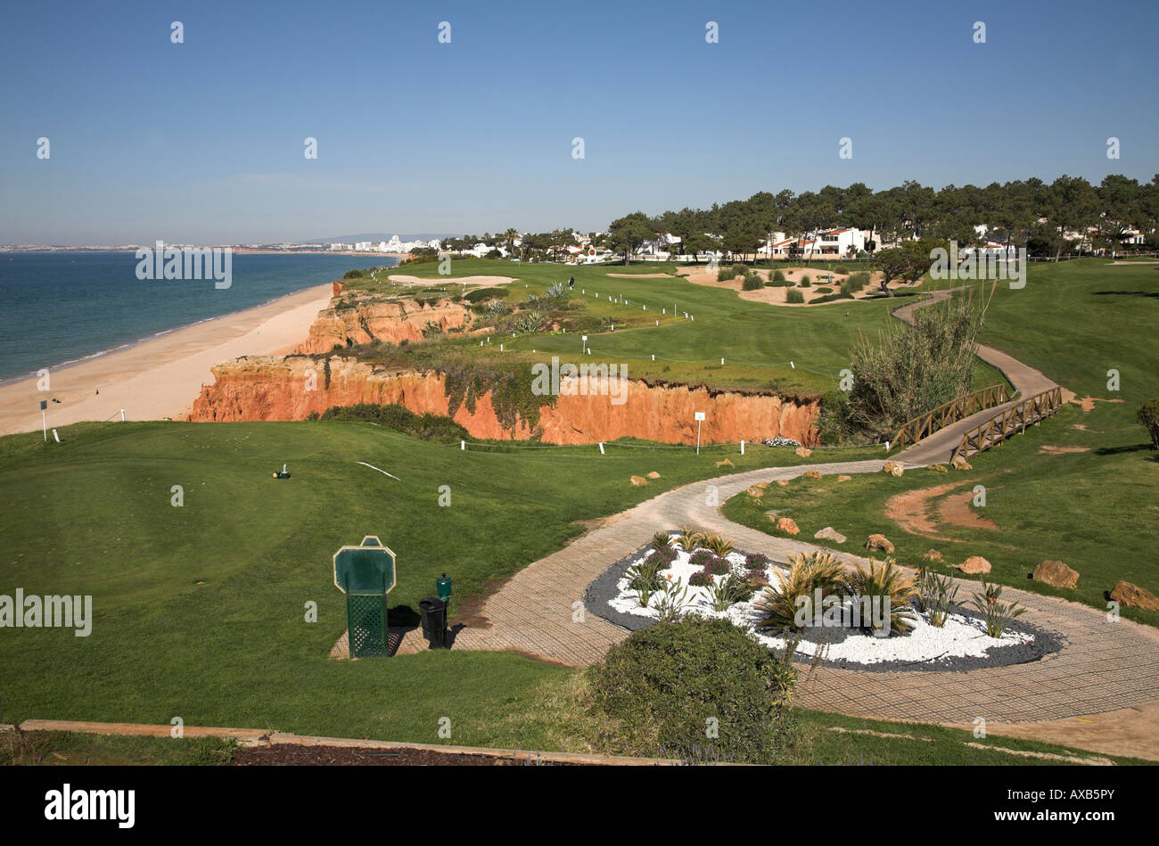 Vale Do Lobo golf course overlooking sea and beach on the Algarve in ...