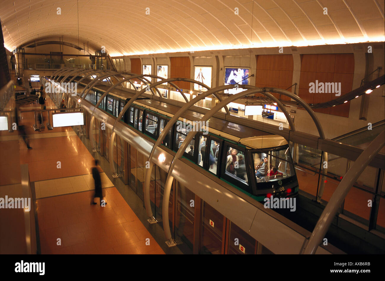 Train at the metro station in the evening, Line 14, Paris, France Stock ...