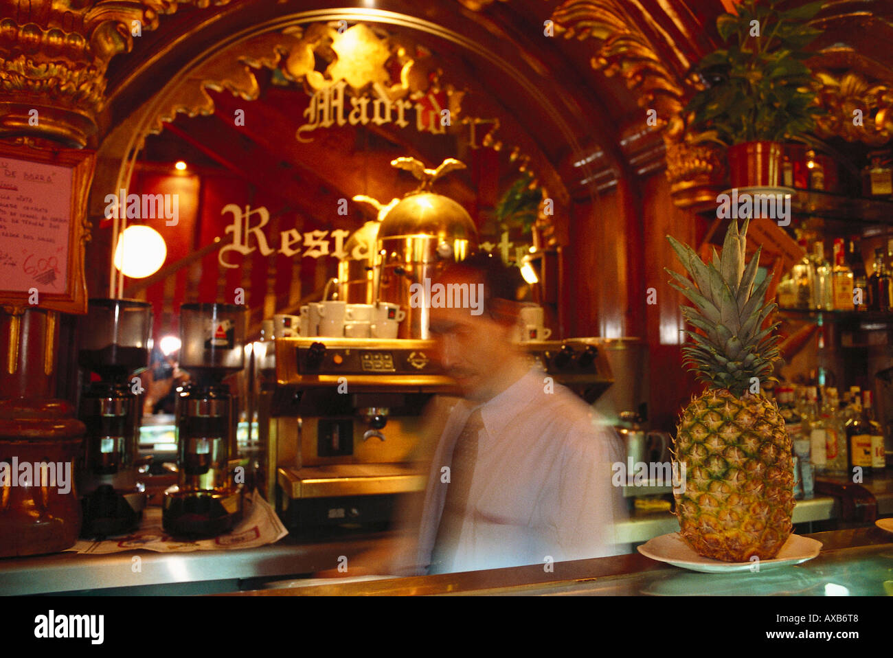 Ananas on the bar in Taberna off, Plaza de Canalejas, Madrid, Spain ...